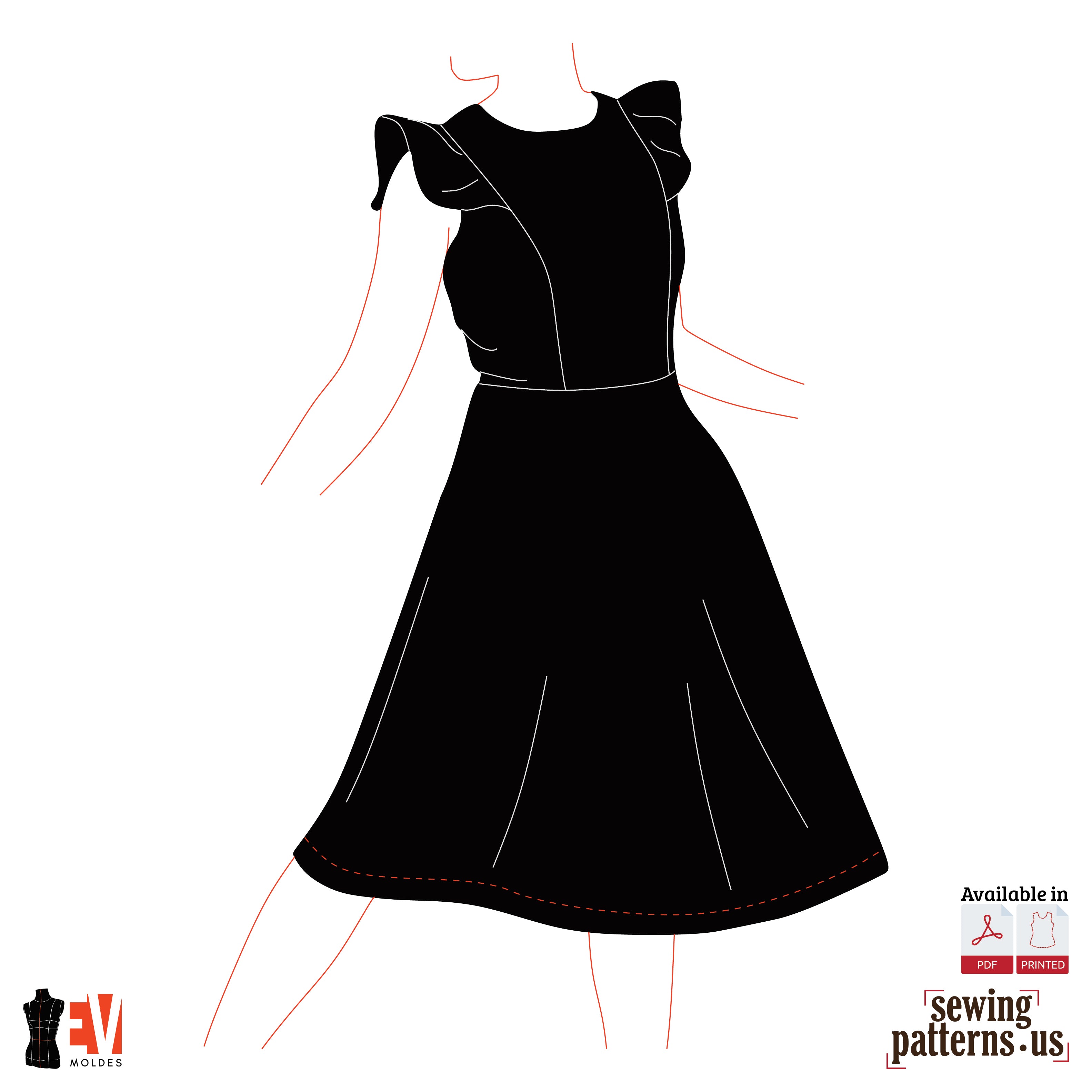 Women Ruffled Dress – Sewing Patterns
